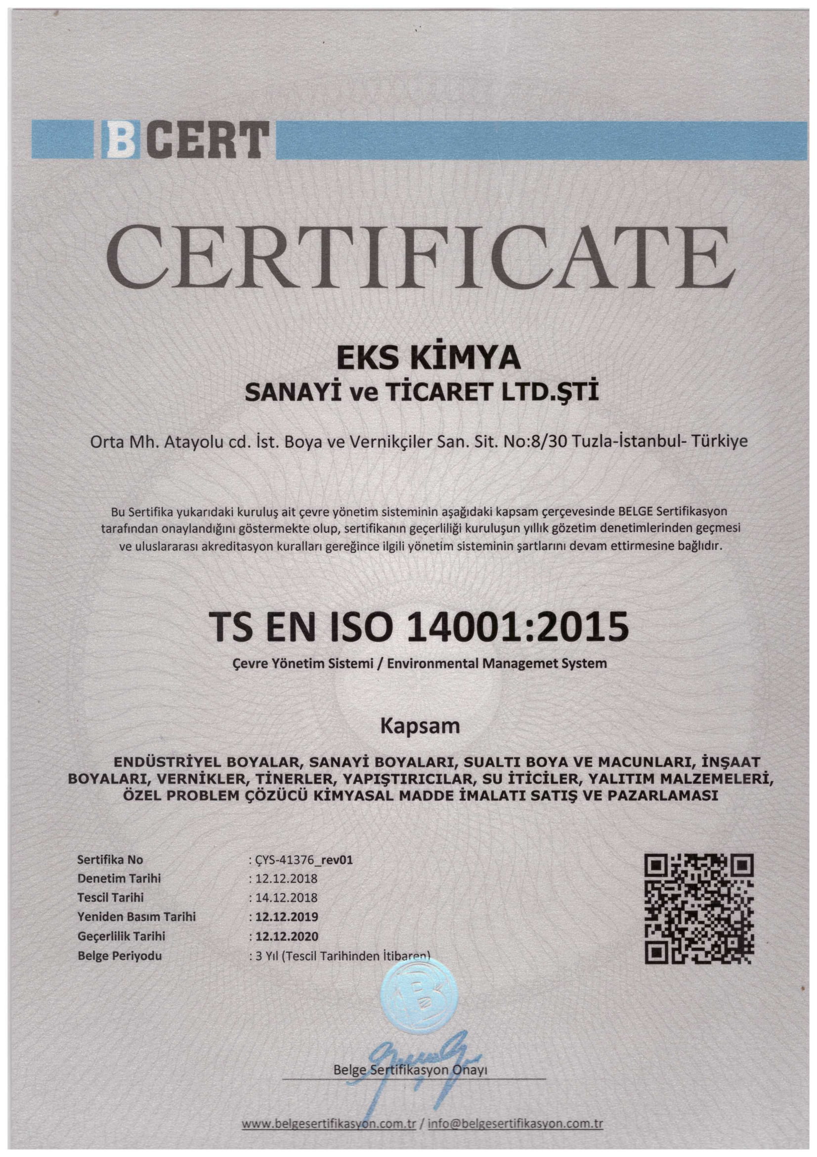 Quality certificates - FTM Ambalaj